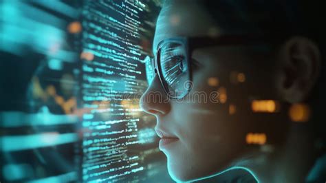 Focused Individual Analyzing Data Futuristic Interface Stock Photos