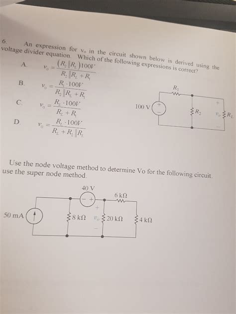 Solved An Expression For Va In The Circuit Shown Below Is Chegg Com