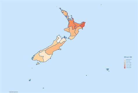 Crude Birth Rate Per 1000 People Across Nz Regions In 1996 2008 And