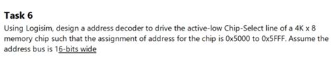 Solved Task 6 Using Logisim Design A Address Decoder To