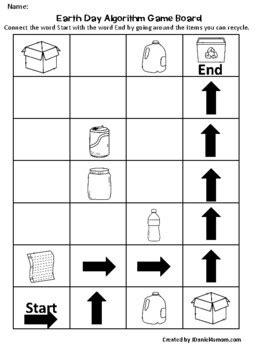 Offline Coding Academy Earth Day Recycling Objects Algorithm Game Boards