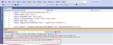 Build React App Using Visual Studio