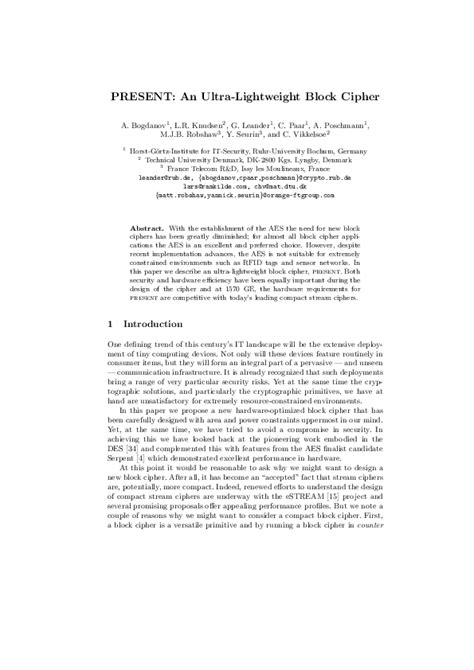 pdf present an ultra lightweight block cipher