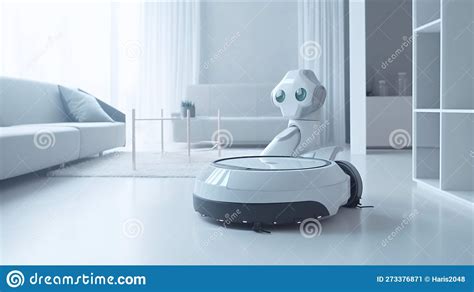 Automated Housekeeping Robot Maid With A Vacuum Machine Ai Generated