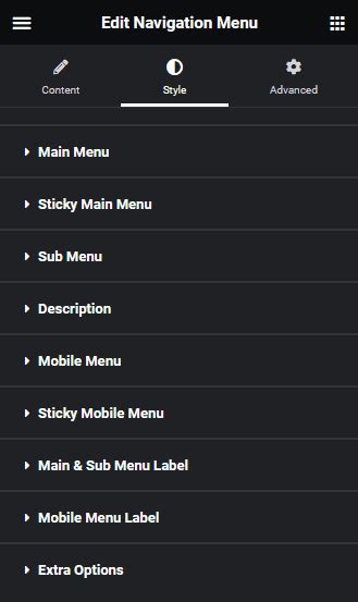 Navigation Menu Widget Settings Overview The Plus Addons For Elementor