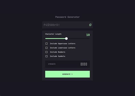 Frontend Mentor Password Generator App Using Html Css And Js Coding Challenge Solution