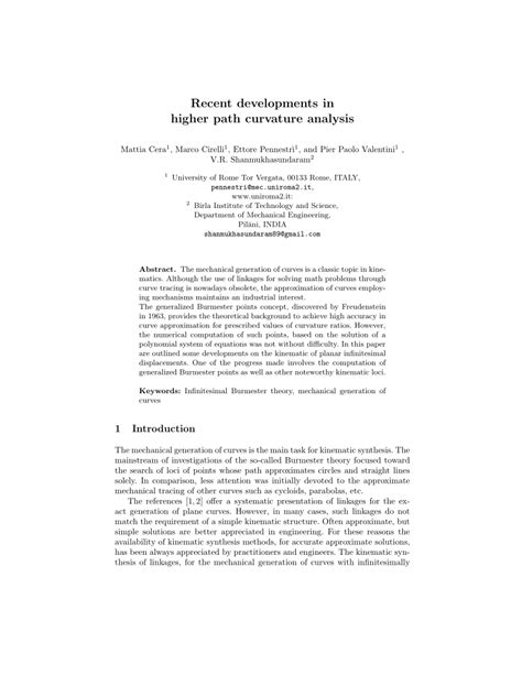 Pdf Recent Developments In Higher Path Curvature Analysis