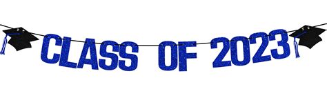 Buy Class Of 2023 Banner Blue And Black Glitter Graduation Baner