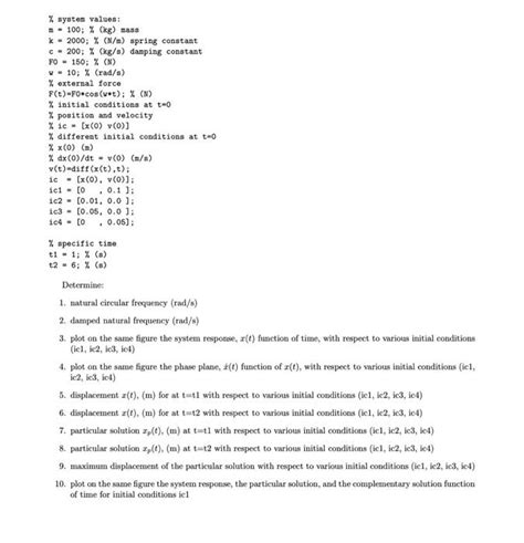 Solved Please Complete A Code That Gives All Of These Values