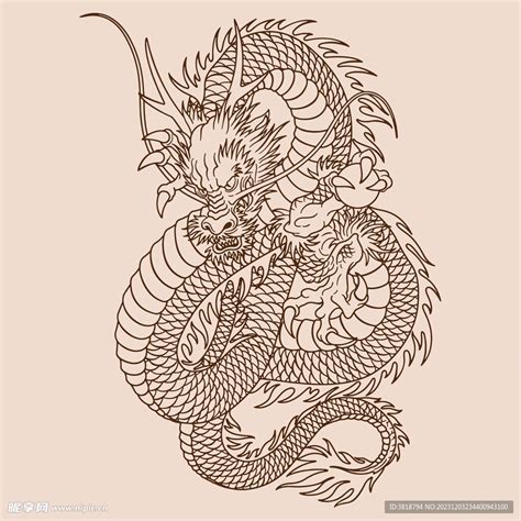 手绘中国龙版画插画设计图 其他 生物世界 设计图库 昵图网