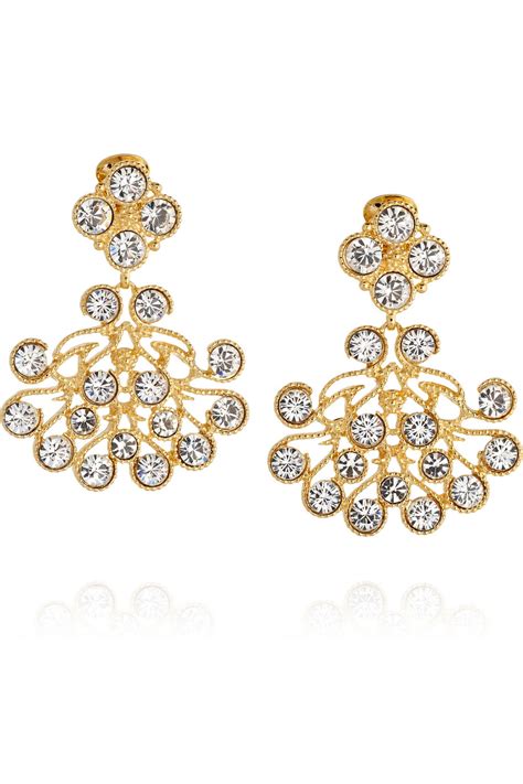 Lyst Kenneth Jay Lane Goldplated Swarovski Crystal Clip Earrings In