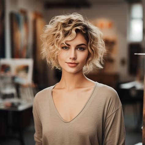 Premium Ai Image A Woman With Blonde Hair Is Standing In Front Of A