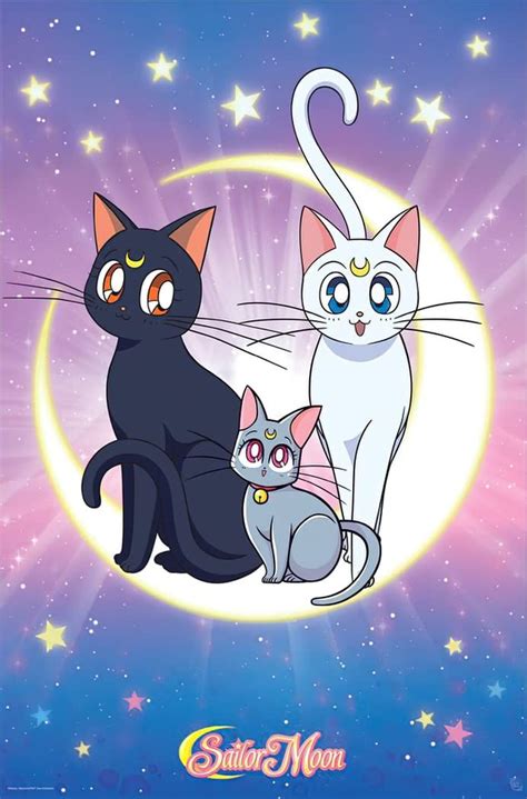 Sailor Moon Mangaanime Tv Show Poster Cats Luna Artemis And Diana