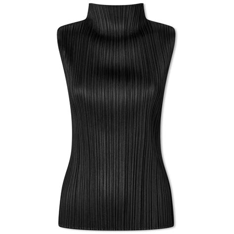Pleats Please Issey Miyake Basics Pleats Roll Neck Vest Black END US