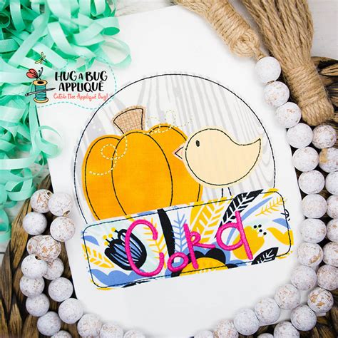 Circle Pumpkin Crow Bean Stitch Applique Design Hug A Bug Applique