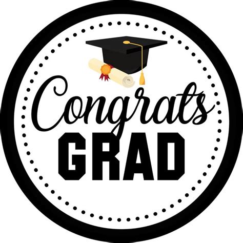 Black And White Congrats Grad Sign Round Sublimated Graduation Metal