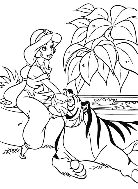 Princess Jasmine And Rajah Coloring Page Download Print Or Color