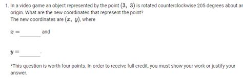 solved 1 in a video game an object represented by the point