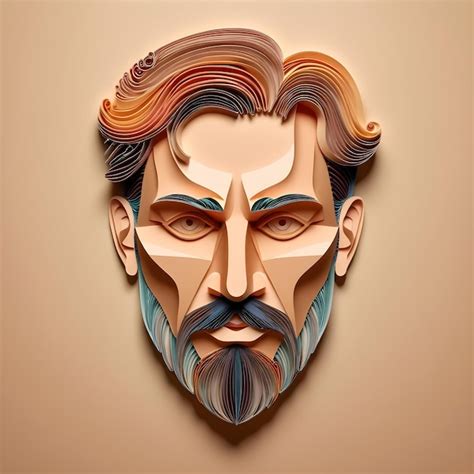 Man Face Quilling Art Premium Ai Generated Image