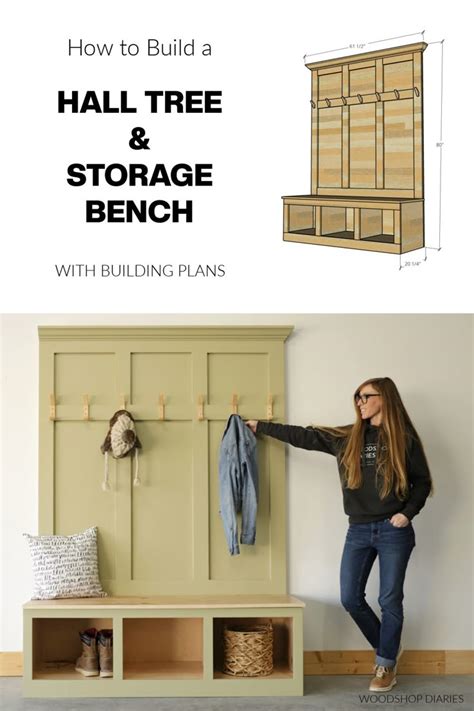 DIY Hall Tree Shoe Storage Bench For Mudroom Building Plans Hall
