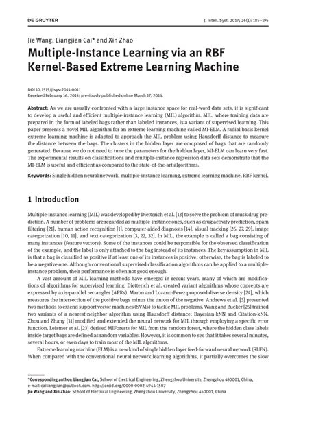 pdf multiple instance learning via an rbf kernel based extreme
