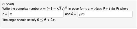 Solved Point Write The Complex Number Z I In Chegg