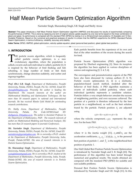 Pdf Half Mean Particle Swarm Optimization Algorithm