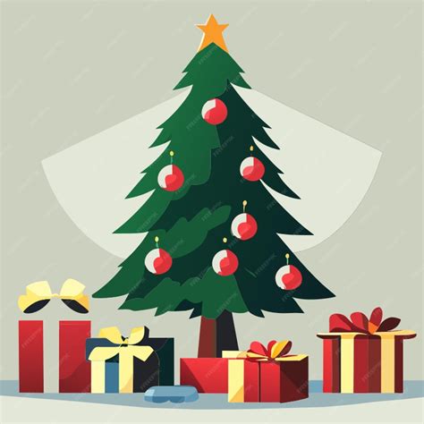 Chritmas Tree With Ts On The Floor Vector Illustration Premium Ai