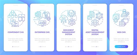 Premium Vector Cms Types Blue Gradient Onboarding Mobile App Screen