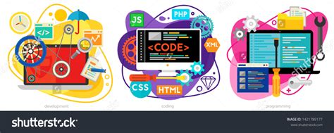 programming coding scripting website development analytics stock vector