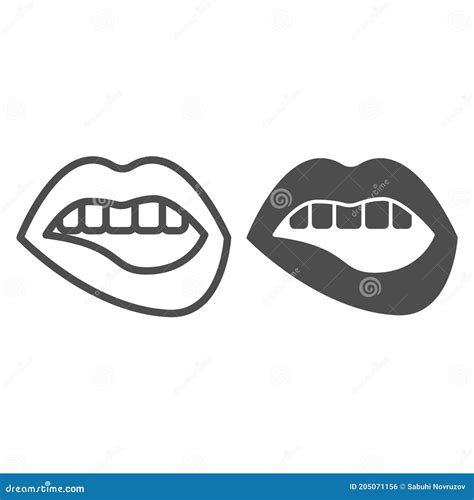 Bite Lips Line And Solid Icon Sexual Concept Lips Sign On White