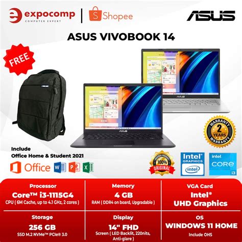 Jual Asus Vivobook A1400ea Fhd321 Fhd322 Core I3 1115g4 4gb 256gb W11