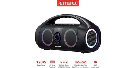 NEW AIWA Portable Waterproof Bluetooth Boombox Speaker