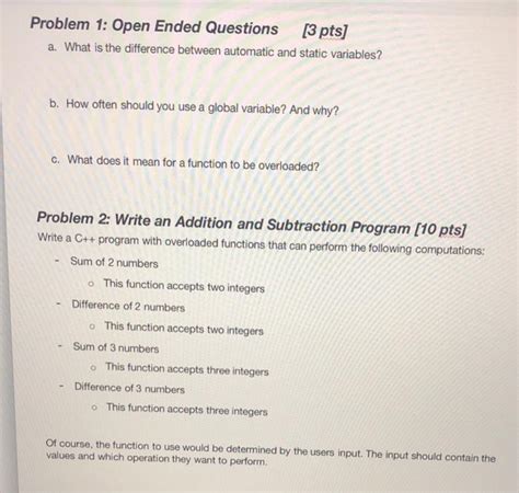solved problem 1 open ended questions [3 pts] a what is