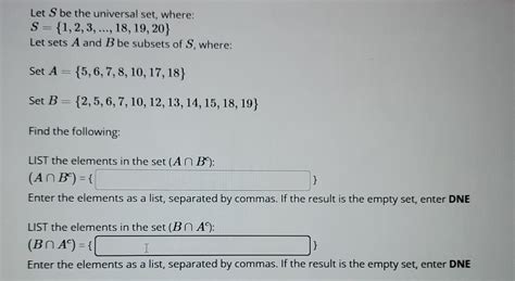 solved let s ﻿be the universal set