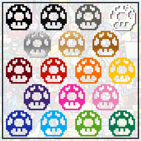 Nintendo Decal Super Mario Brothers 8 Bit 1 Up Mushroom Etsy