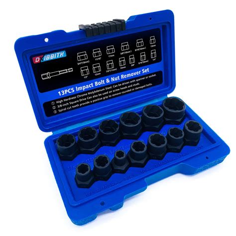 13 Piece Extraction Socket Set Impact Bolt And Nut Remover Remove