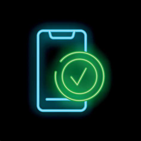 Neon Sign Showing Smartphone Receiving Validation Symbol 52860763