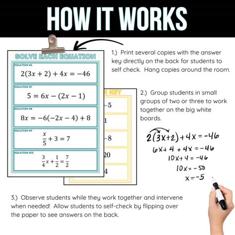 Solving Multistep Equations Group Activity For Algebra 1 Including Fractions