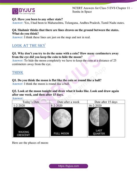 Ncert Solutions Class 5 Evs Chapter 11 Sunita In Space Free Pdf Download
