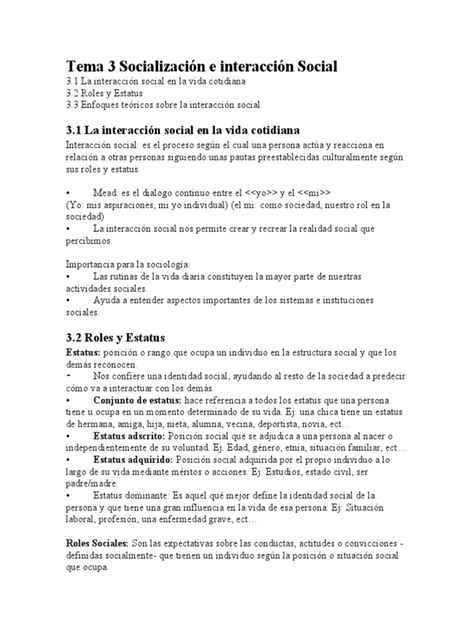 Socialización E Interacción Social Pdf Estatus Social Sociedad