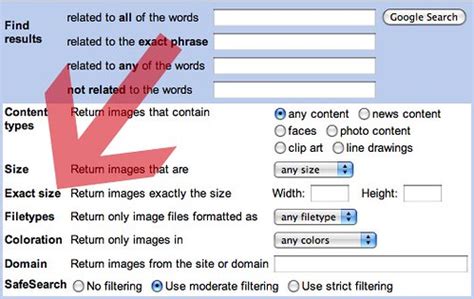 Google Image Search Adds Exact Size Advanced Search Option