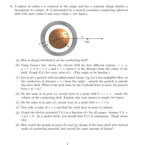 Solved 1. A sphere of radius a is centered at the origin and | Chegg.com