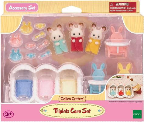 Calico Critters Triplets Care Set Dollhouse Playset With 3 Hopscotch