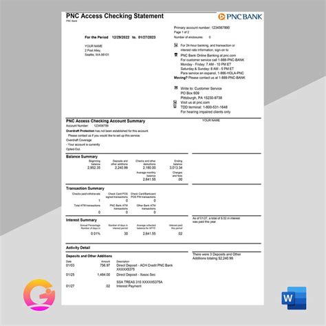 PNC Bank Statement Template What Shows Up On A Bank Statement