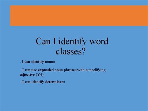 Can I Identify Word Classes I Can Identify