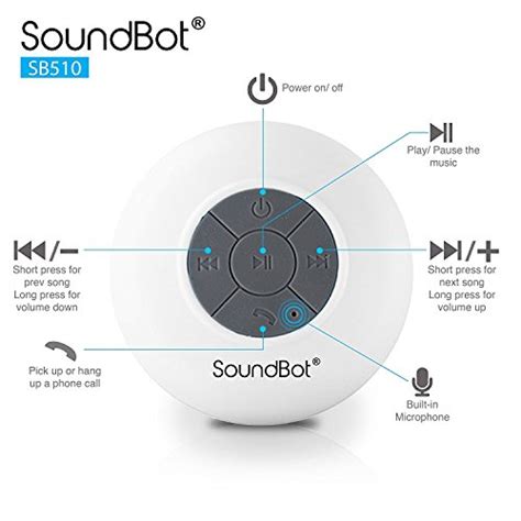 Soundbot Sb510 Bluetooth Shower Speaker Hd Water Resistant Bathroom