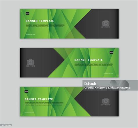 Ilustrasi Vektor Template Spanduk Hijau Desain Spanduk Geometris Latar