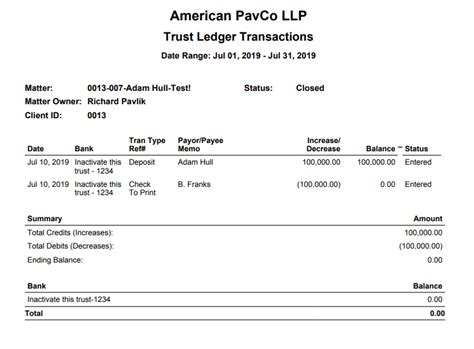 Trust Account Ledger Template Excel