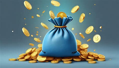 Bolsa de dinero azul 3D y monedas de oro flotantes Pago en línea